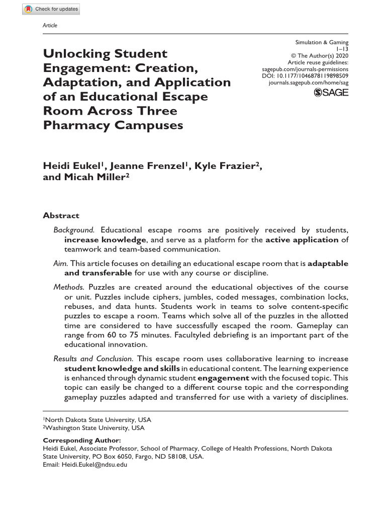 Unlocking Student Engagement - Creation, Adaptation, and Application of ...