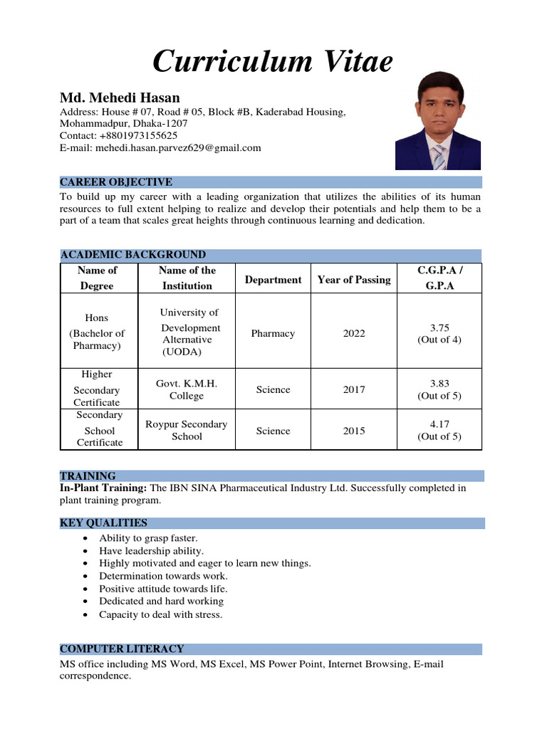 CV of Md. Mehedi Hasan | PDF