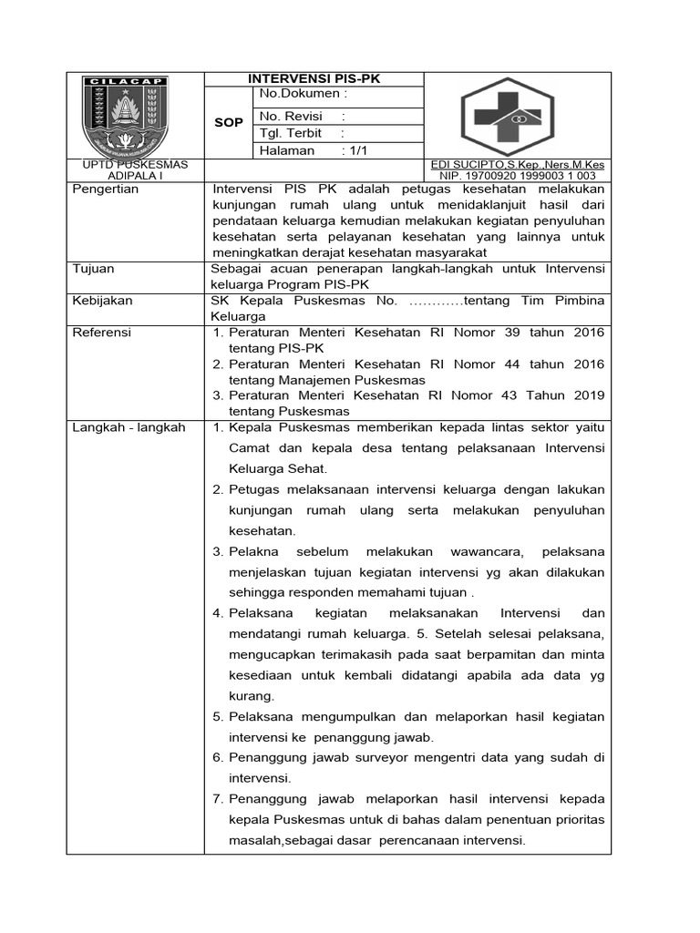 Sop Intervensi Pis-Pk | PDF