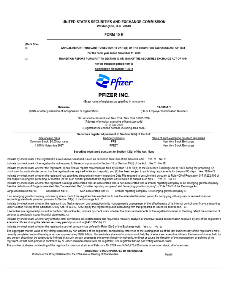 Appendix - Pfizer - Annual Report - 2023 | PDF | Clinical Trial | Form 10 K