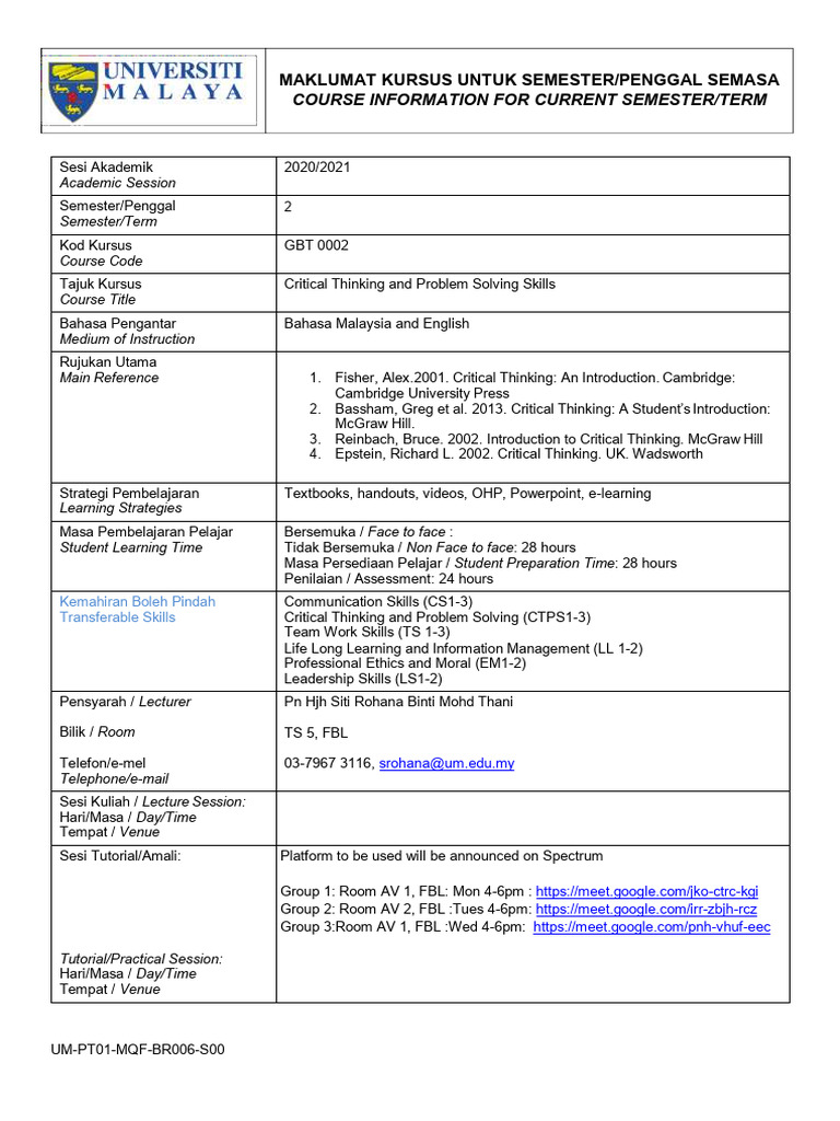 GBT 0002 Course Information | PDF | Educational Technology | Behavior Modification