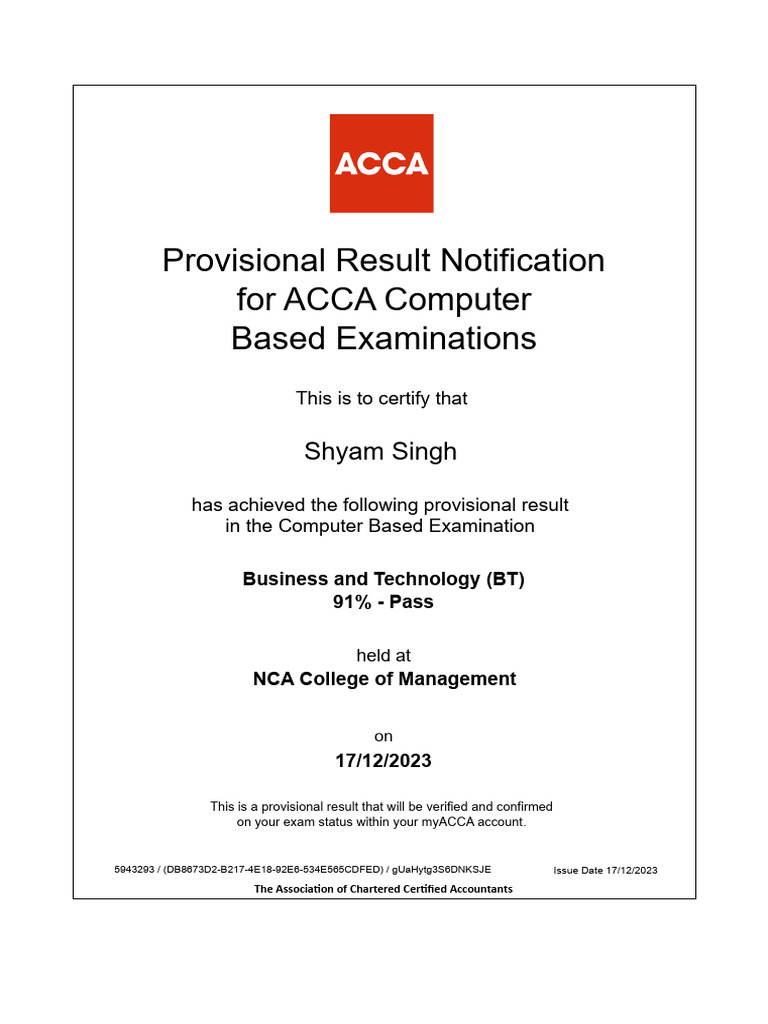 ACCA Result | PDF
