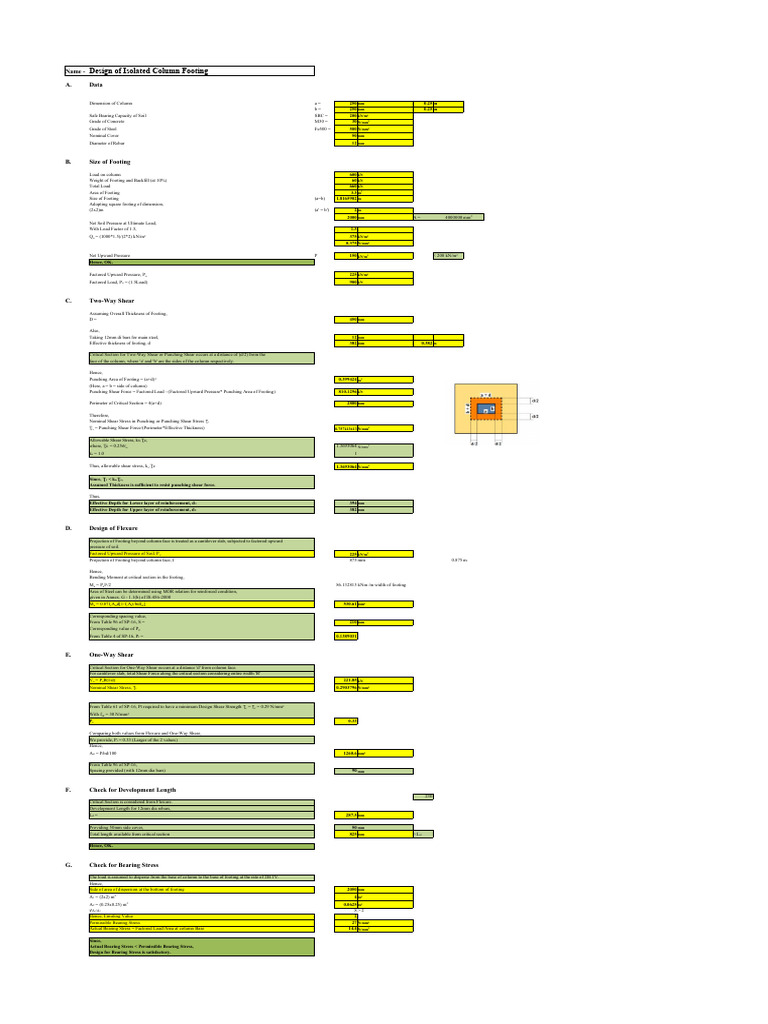 Isolated Column Footing Design | PDF | Building Engineering ...