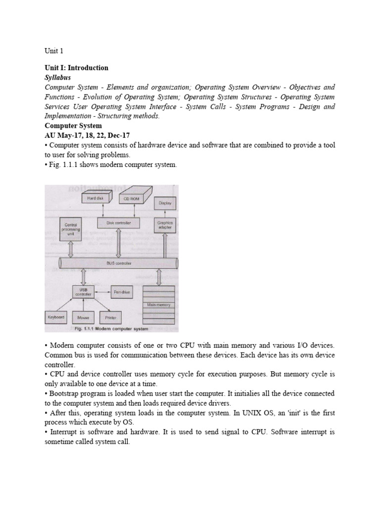 Unit 1 Notes | PDF | Cpu Cache | Operating System