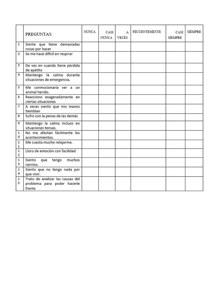 PREGUNTAS Test De Estres PDF
