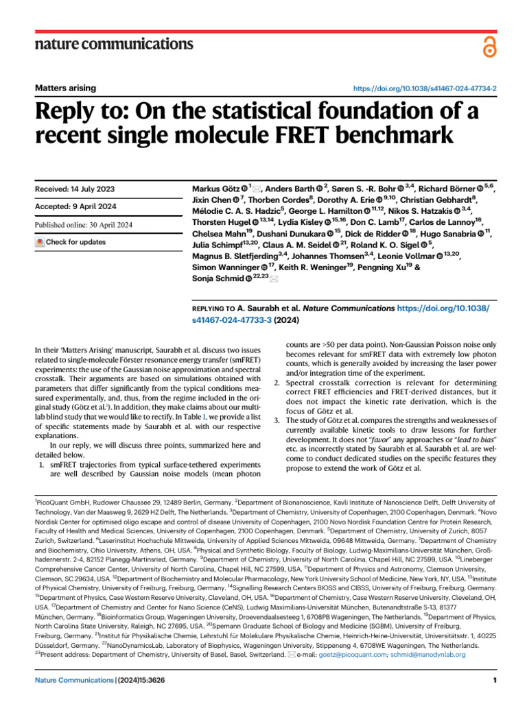 Reply To On The Statistical Foundation Of A Recent Single Molecule