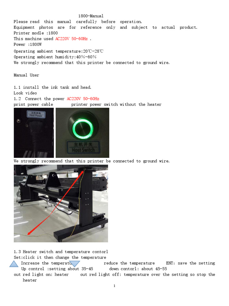 Yinghe-1800 Manual | PDF | Printer (Computing) | Internet Protocols