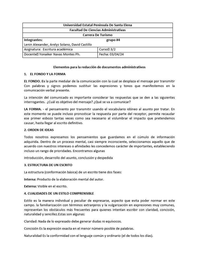 Elementos para La Redacción de Documentos | PDF | Comunicación