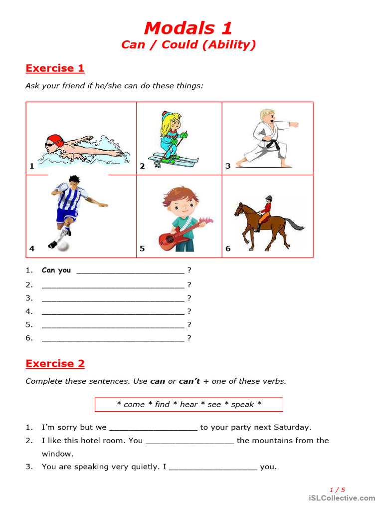 Modals 1 - Can - Could - Ability | PDF | Linguistics