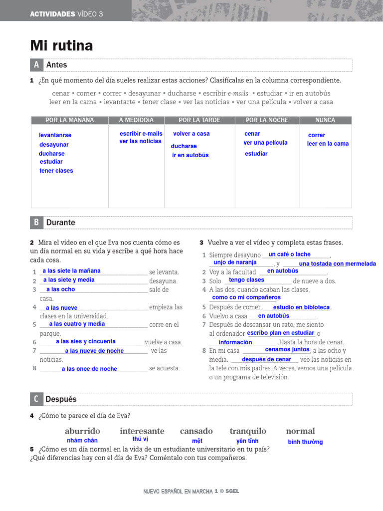 Prueba 3. Mi Rutina | PDF