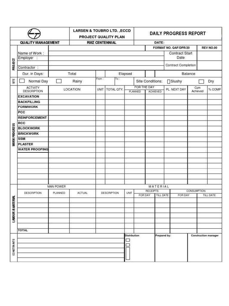 Construction Daily Progress Report Template 5 | PDF