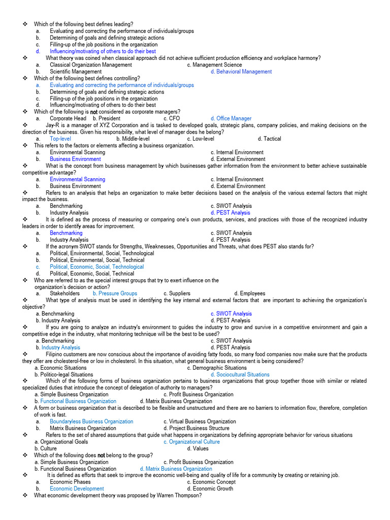 OrgMan Midterm Reviewers | PDF | Swot Analysis | Goal