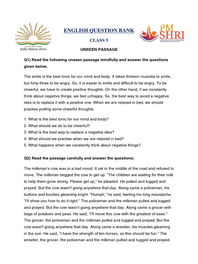 Question Bank English 5 | PDF | Frog