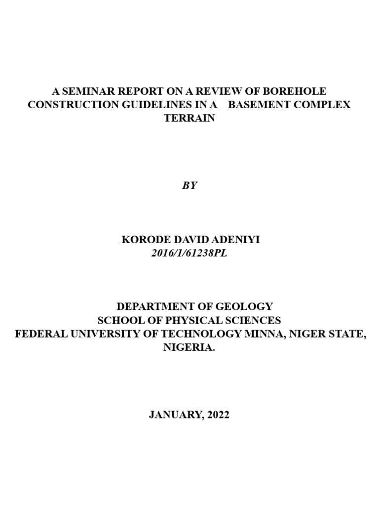 Korode David Seminar Report | PDF | Oil Well | Pump