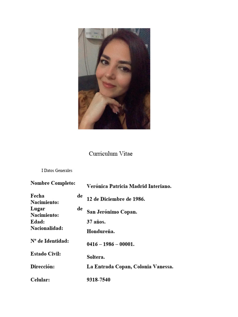 Curriculum Vitae Veronica Madrid | PDF | Microsoft | Informática