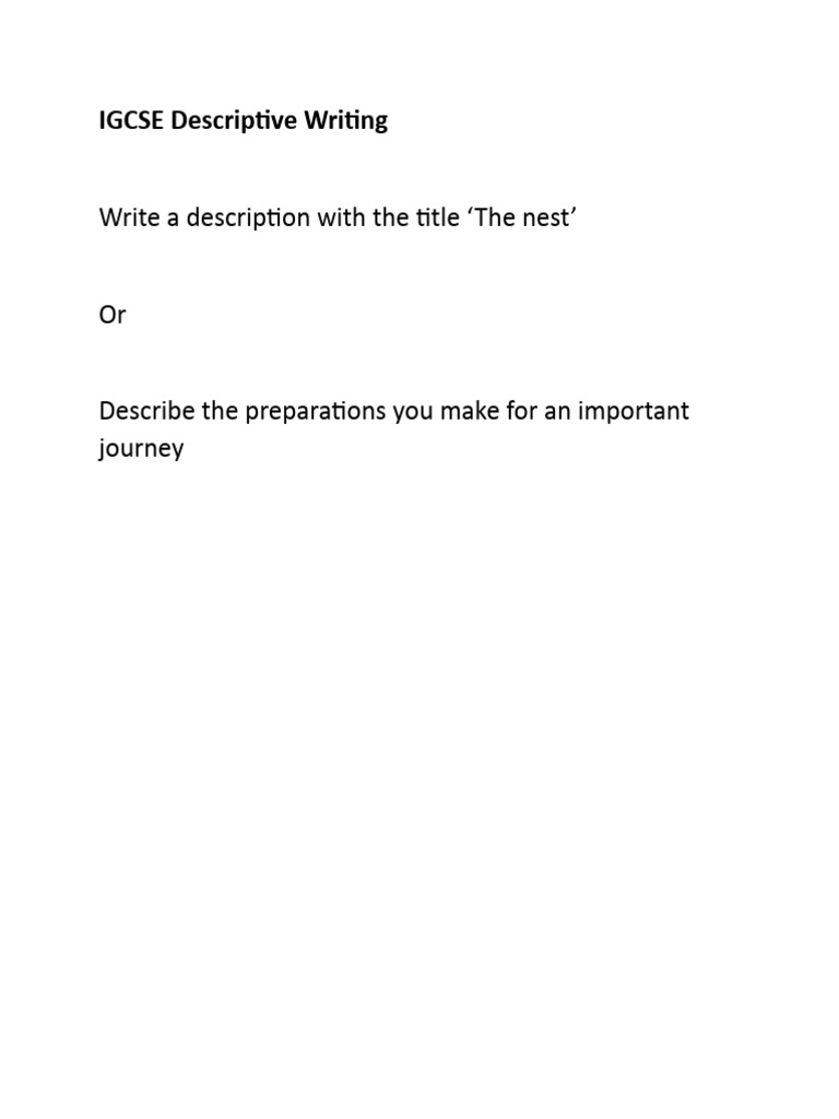 Descriptive Writing Task | PDF