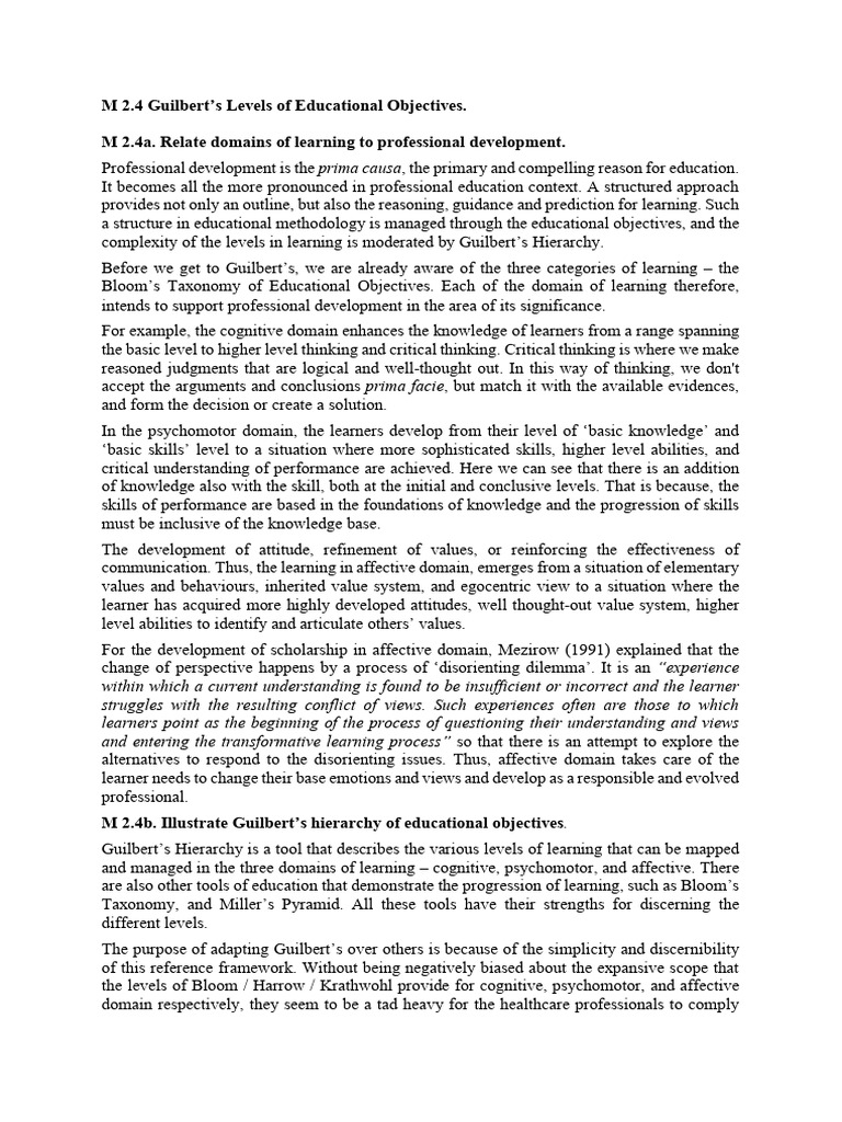Guilbert Levels of Educational Objectives - Munir | PDF | Learning ...