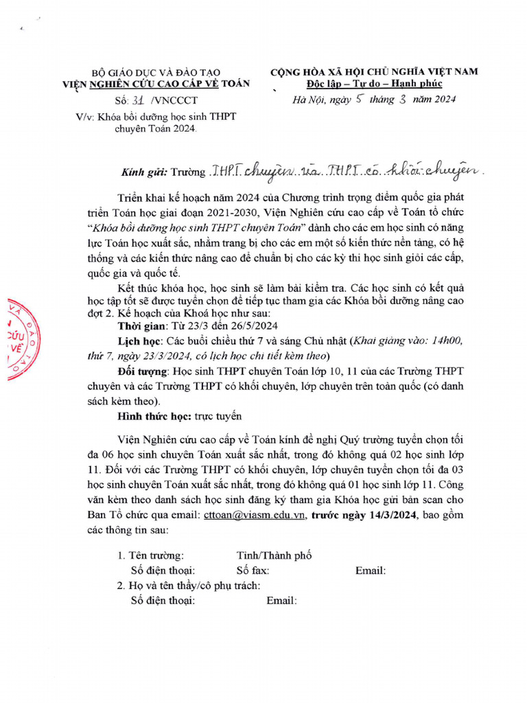 CV Thông Báo VIMONI-đ T 1 | PDF