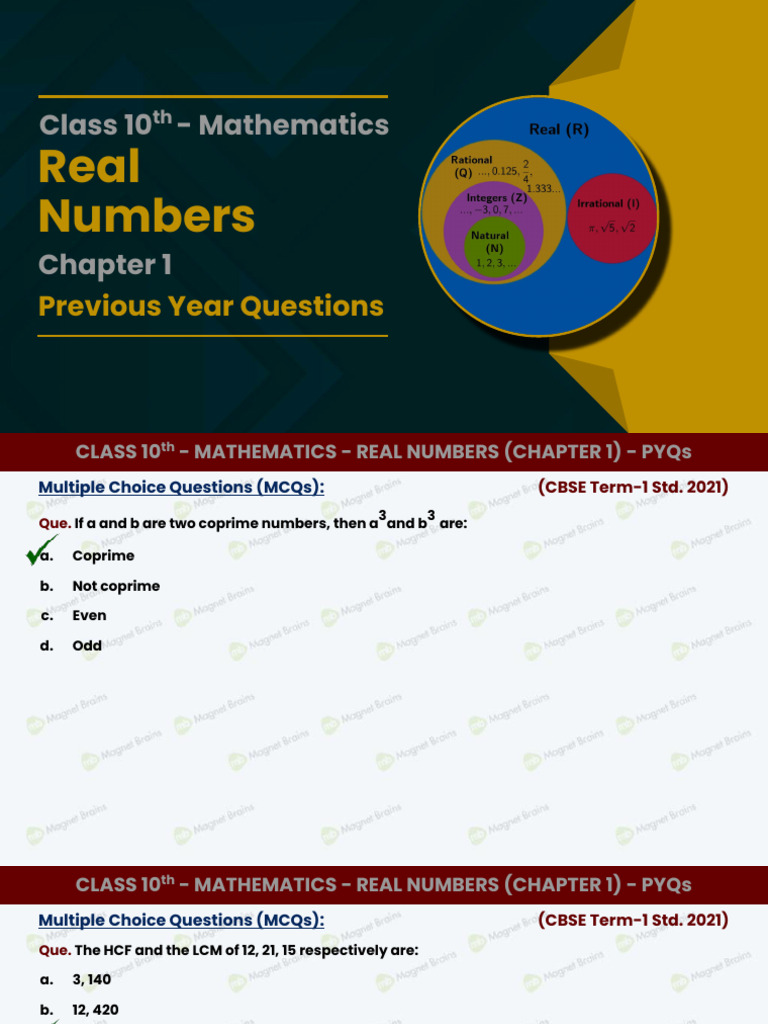 01 - Chapter 1 - Real Numbers - Previous Year Questions - Rahul Sir | PDF | Factorization | Numbers