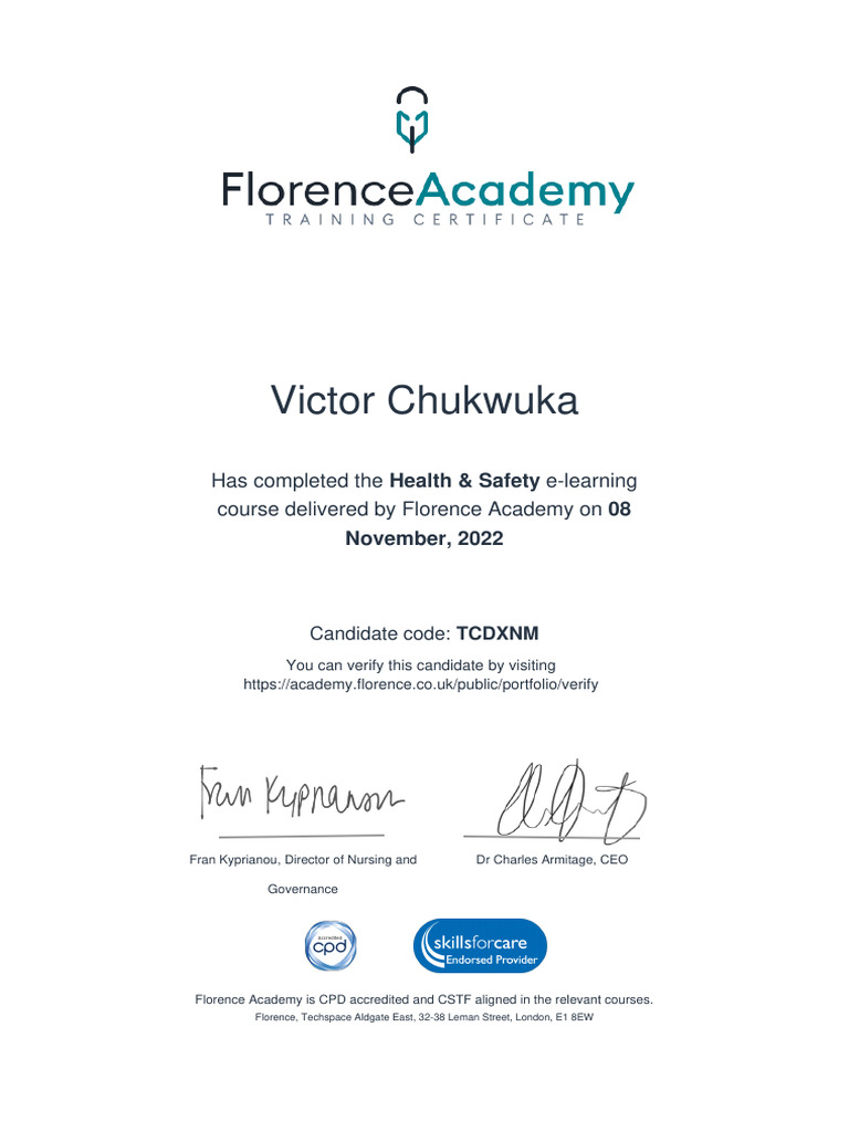 Certificate Florence | PDF