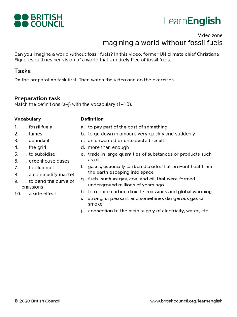 LearnEnglish - Video Zone - Imagining A World Without Fossil Fuels ...