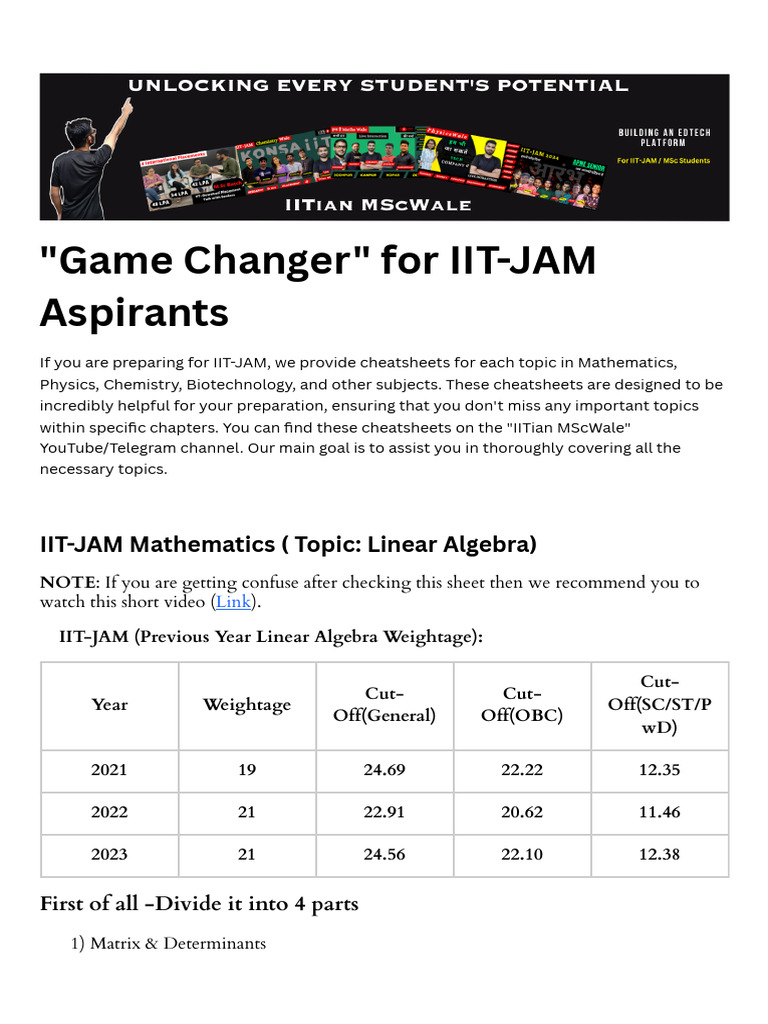 IIT Pathway | PDF | Matrix (Mathematics) | Eigenvalues And Eigenvectors