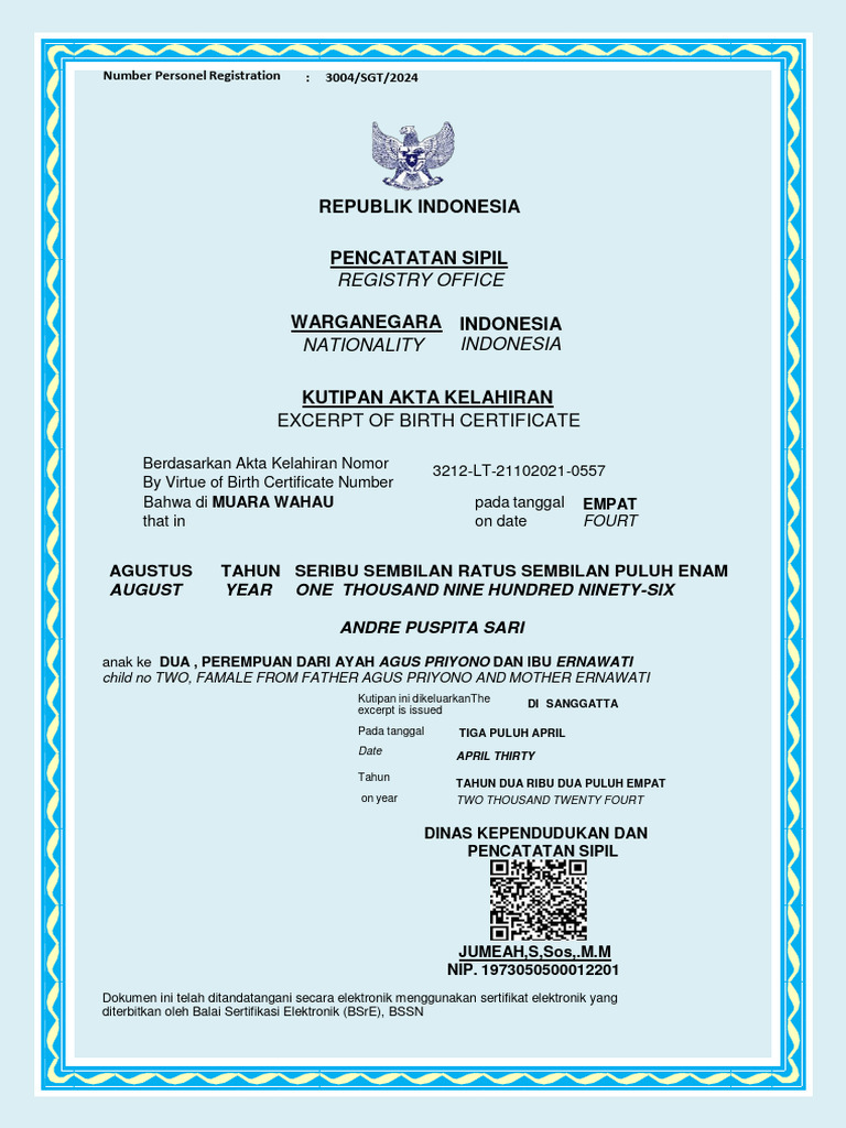 Kutipan Akta Kelahiran 2024 | PDF