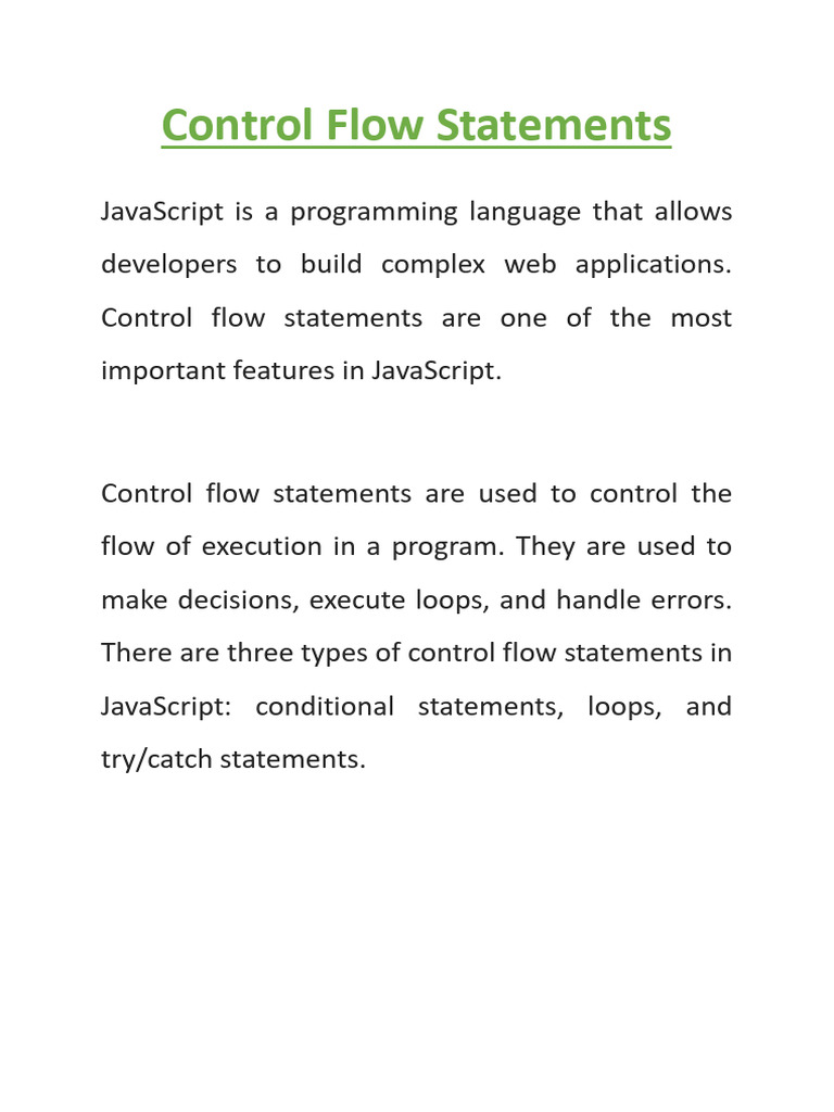 4 Controlflowstatements Shreenotes Pdf Control Flow Java Script 