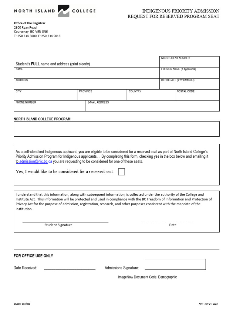 Indigenous Priority Admission Request Form | PDF