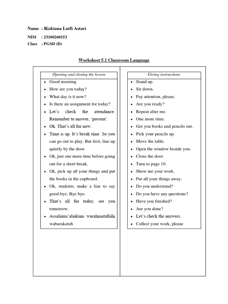 Worksheet 5.1 - Rizkiana Lutfi Astari - NIM 23100260153 | PDF ...