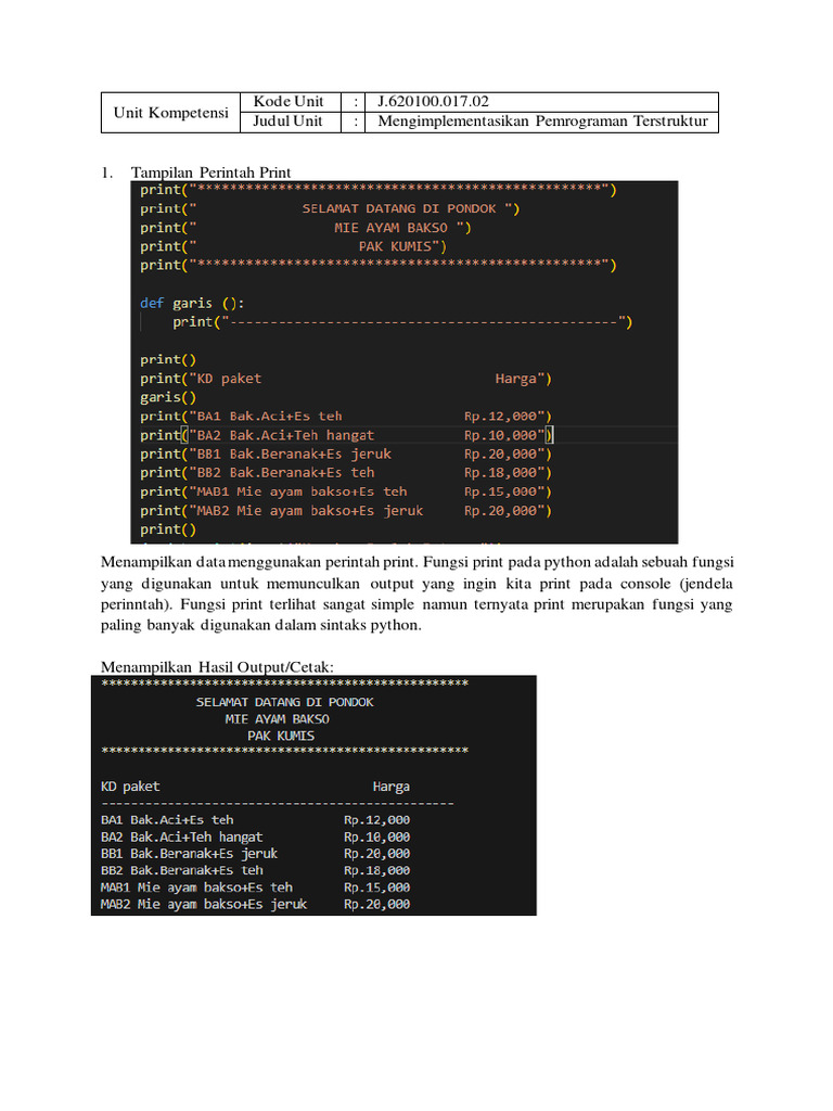 1.mengimplementasikan Pemrograman Terstruktur | PDF