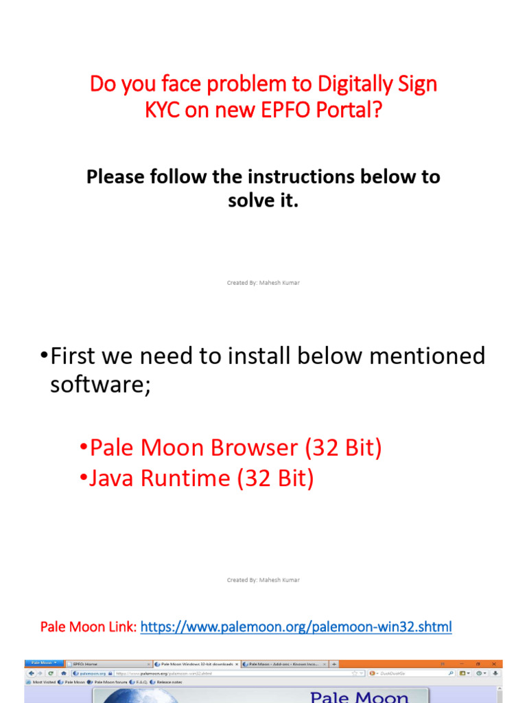 EPFO KYC Digital Verification Process With DSC | PDF