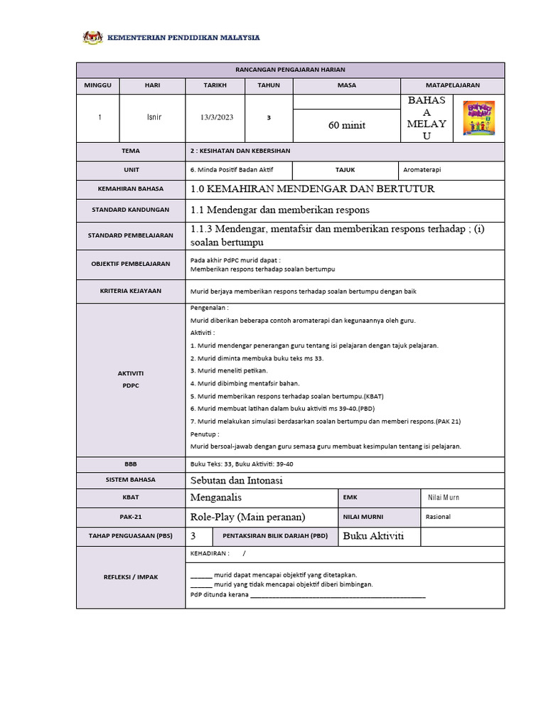 RPH BM THN 3 PDPC Unit 6 | PDF