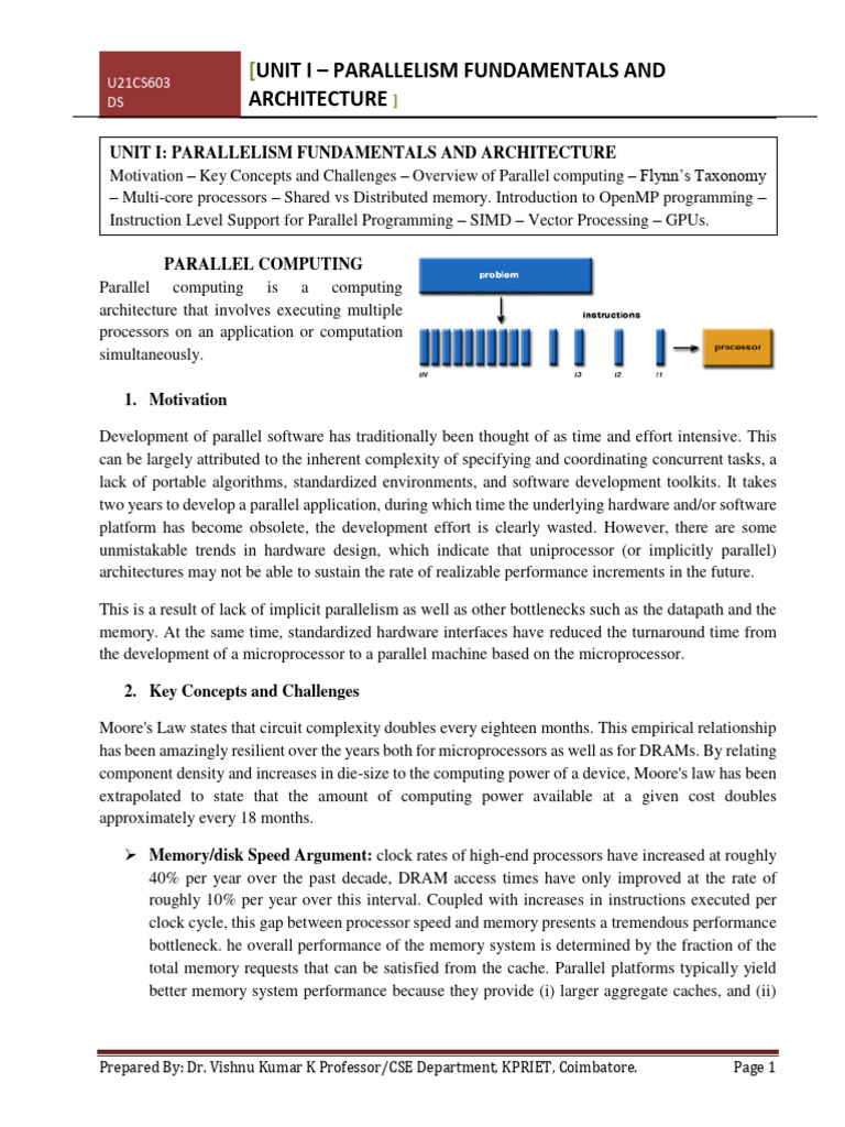 Unit 1 | PDF | Multi Core Processor | Parallel Computing