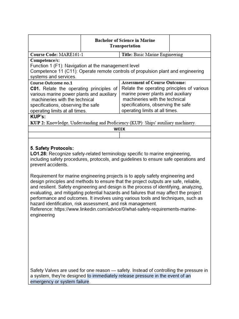 Week 11 LO1.28-1.29 Safety Protocol | PDF | Internal Combustion Engine ...