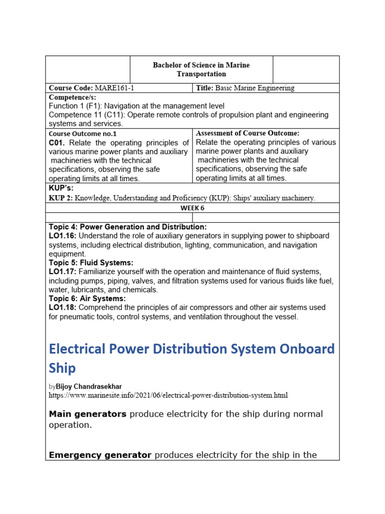 Week 6 Electrical Distribution Sys. | PDF | Electric Generator ...