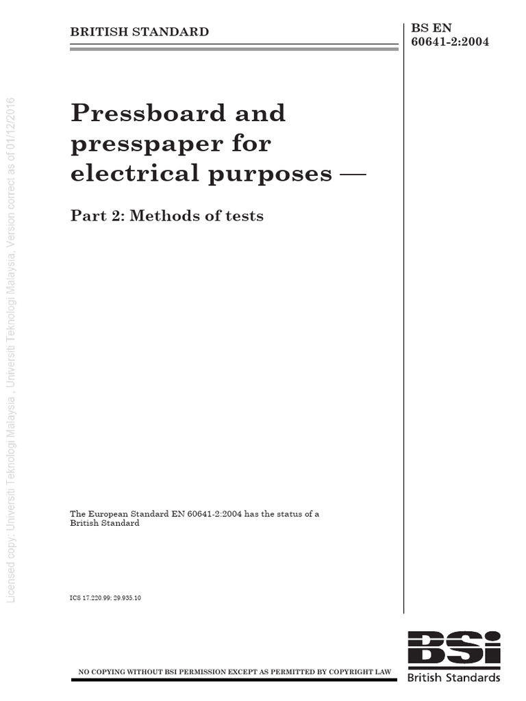 BS en 60641-2 | PDF | Density | Screw