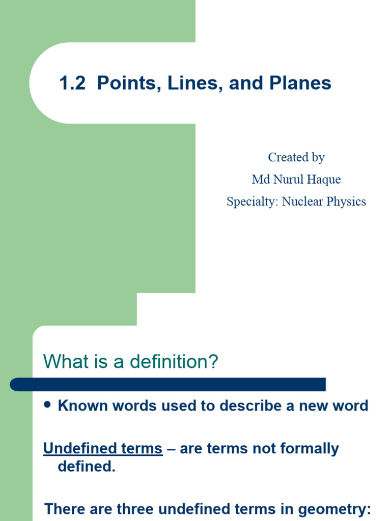 Points Lines and Planes Powerpoint | PDF | Line (Geometry) | Mathematics