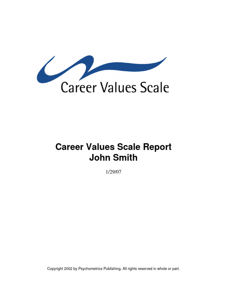 Sample Career Values Scale (CVS) Report | Download Free PDF ...
