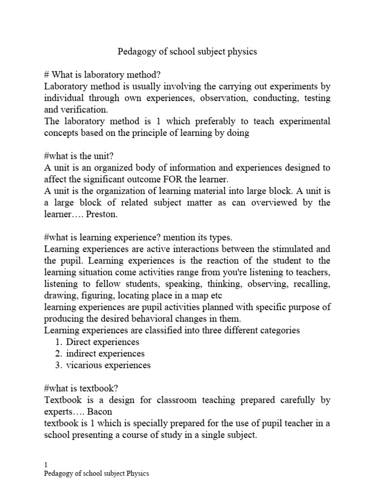 Pedagogy of Physics: Teaching Methods | PDF | Teachers | Pedagogy