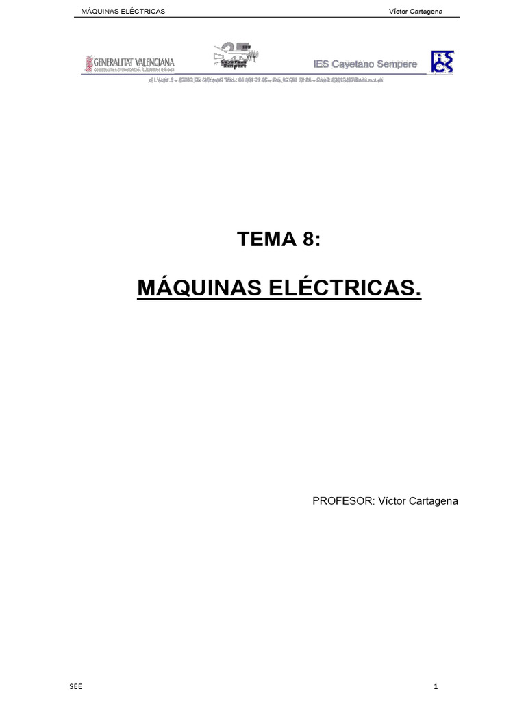 Tema 8 Maquinas Electricas | Descargar gratis PDF | Motor eléctrico | Transformador