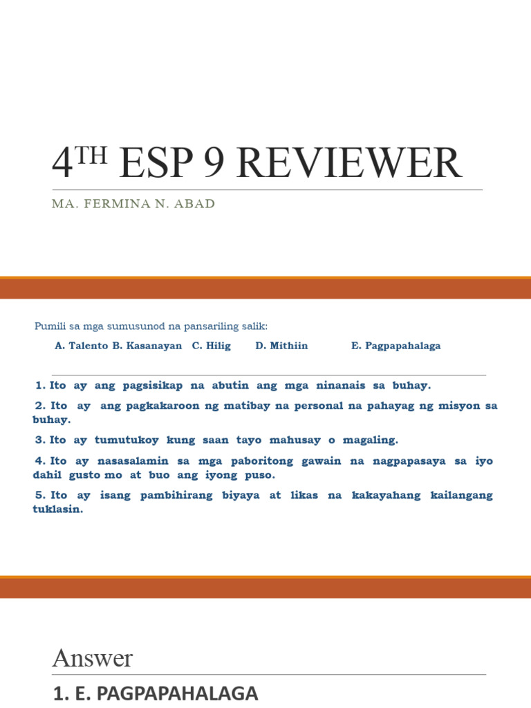 4th Esp 9 Reviewer 111117 | PDF