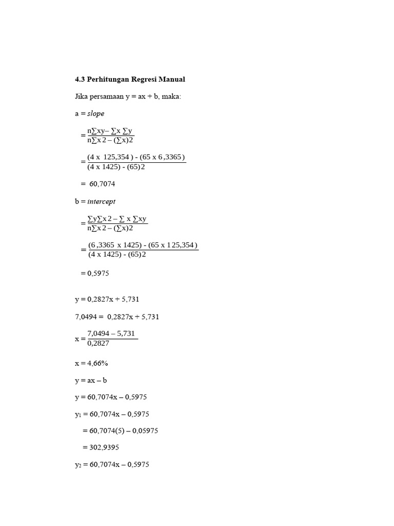 Perhitungan Regresi Manual | PDF