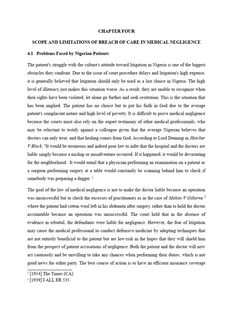 CHAPTER FOUR Okisor Jo Project | PDF | Negligence | Tort