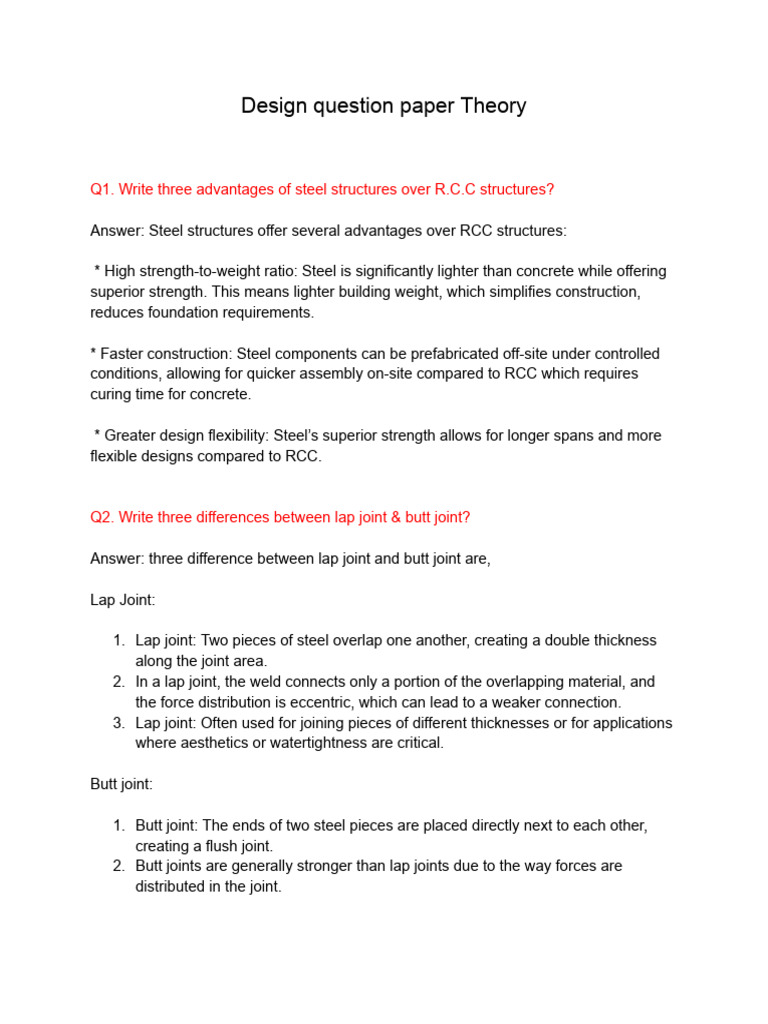 Design Question Paper Theory | PDF | Buckling | Rivet