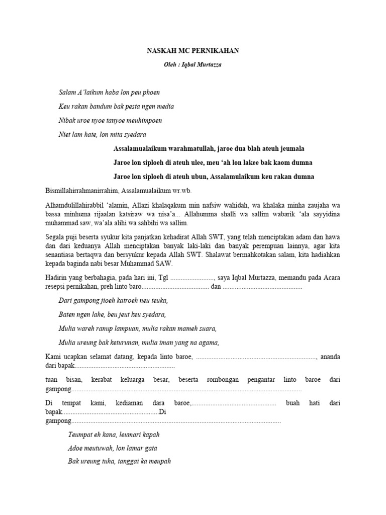 Naskah MC Pernikahan | PDF