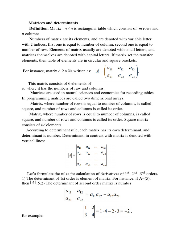 Lectures 1 15 | PDF | Matrix (Mathematics) | Determinant