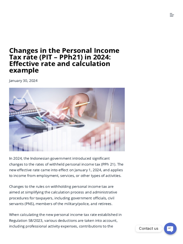 Changes in The Personal Income Tax Rate (PIT - PPh21) in 2024 ...