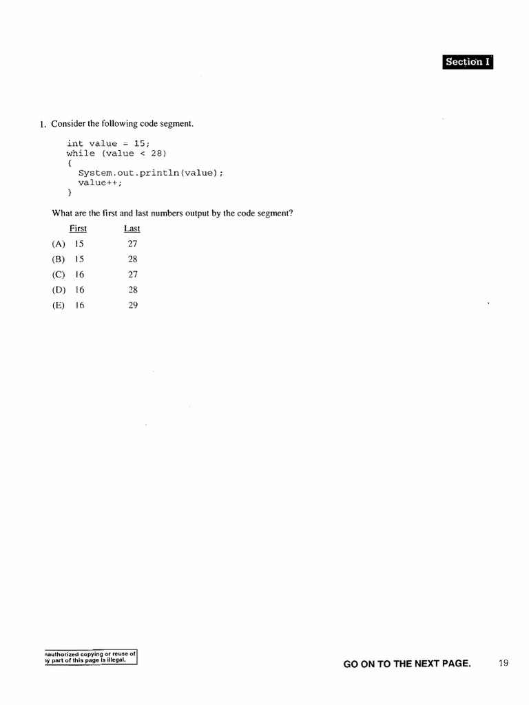APCS 2009 Released Exam | PDF