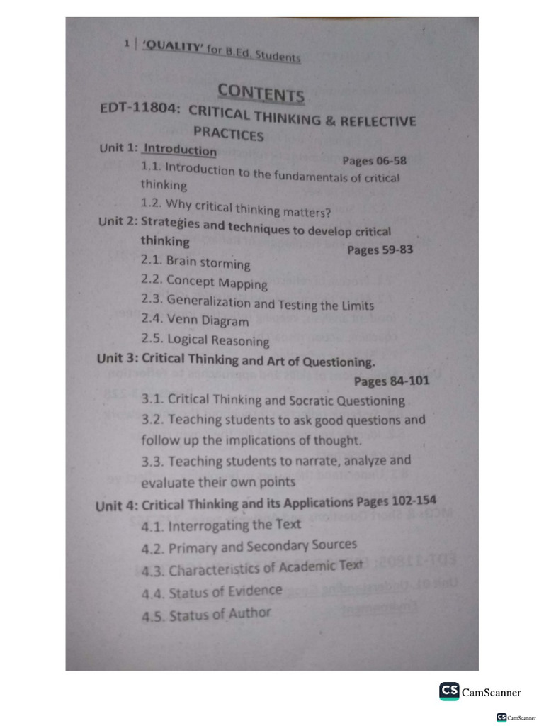 1-Critical Thinking & Reflective Practice | PDF